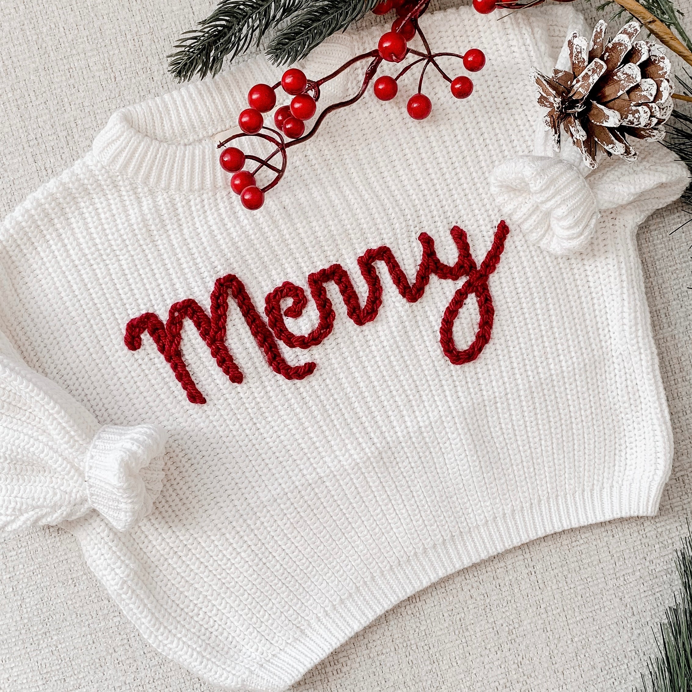 MERRY Handembroidered Chunky Sweater – Bodoke Kids Boutique
