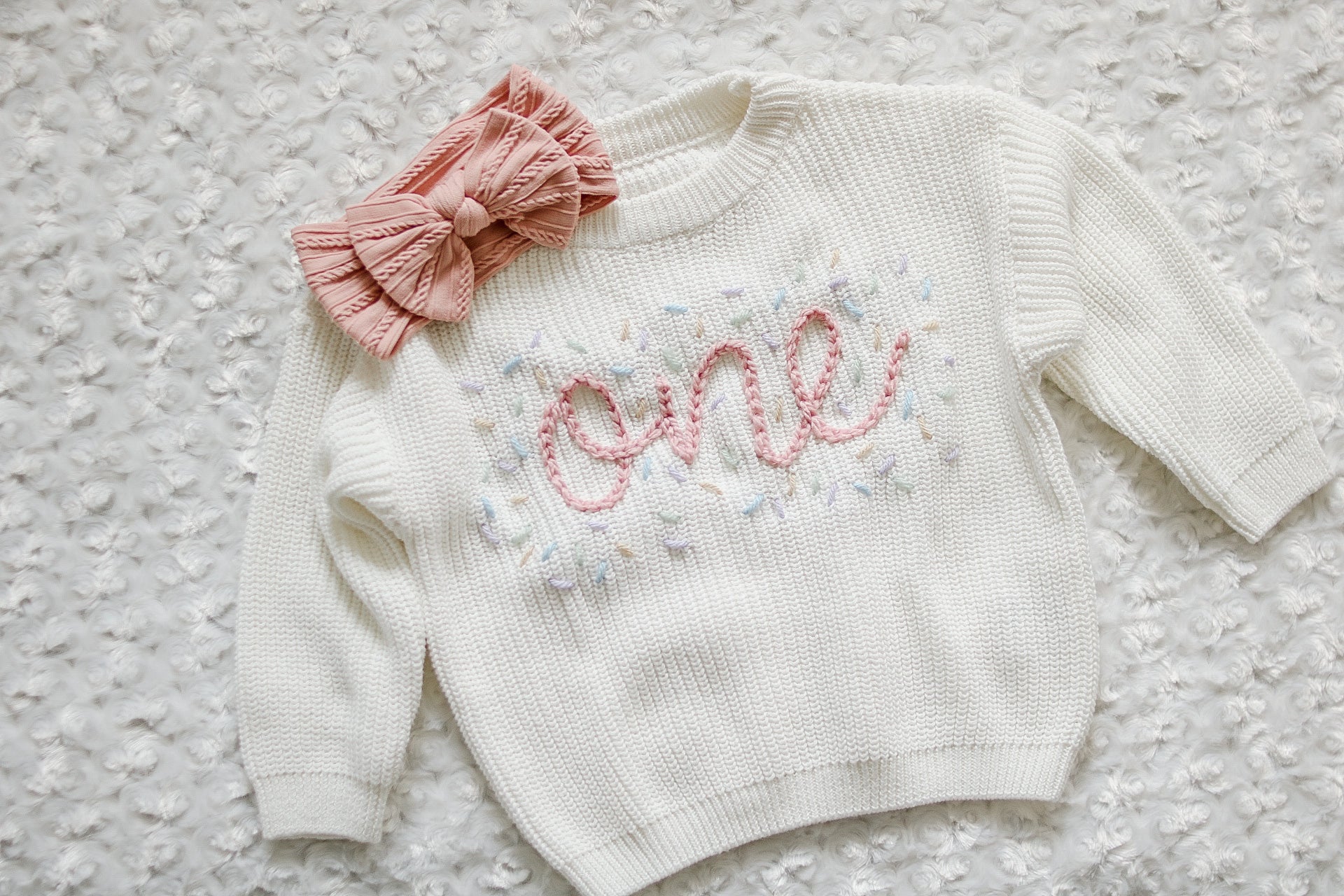 BIRTHDAY Hand-embroidered Chunky Sweater - White – Bodoke Kids Boutique