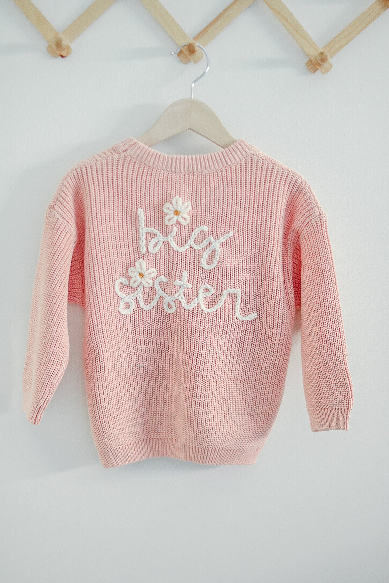 Big Sister l Hand embroidered Knit Sweater - Pink – Bodoke Kids Boutique